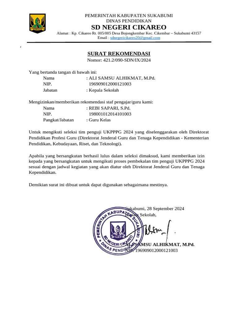 Surat Rekomendasi | PDF