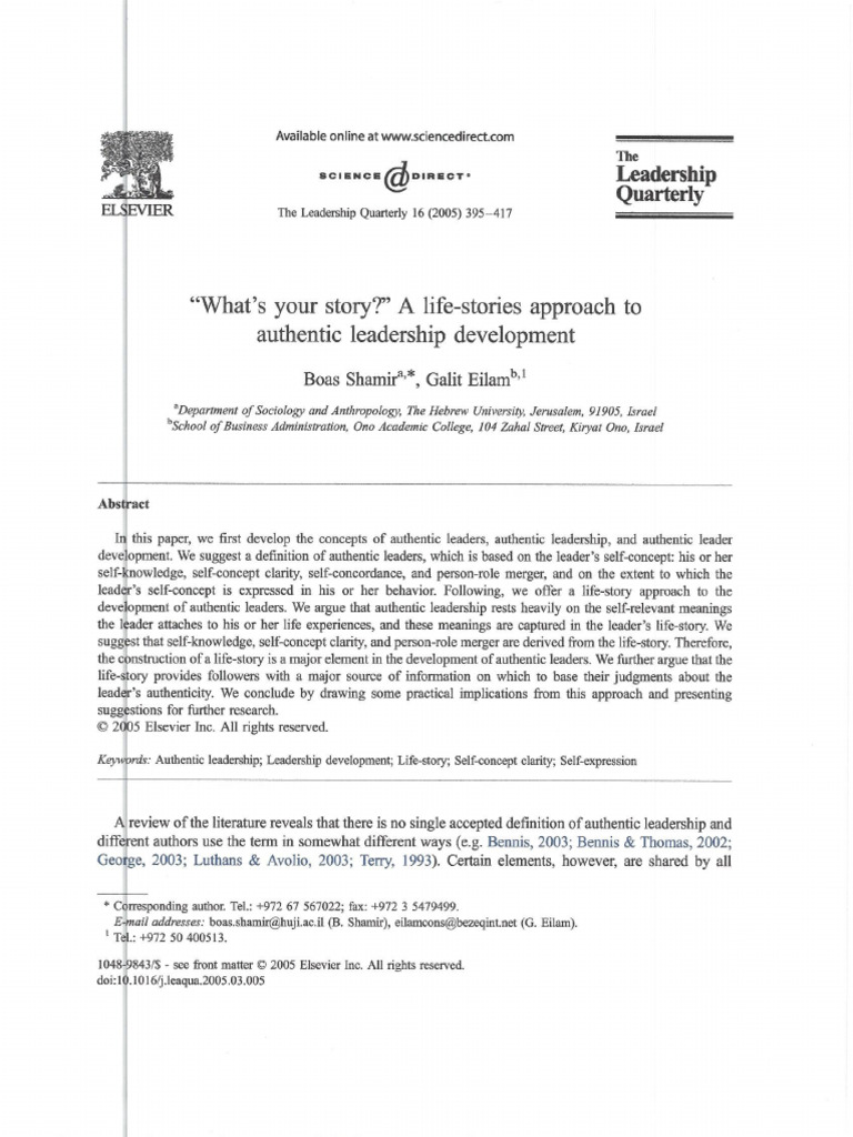 Article Whats Your Story A Life-Stories Approach To Authentic ...