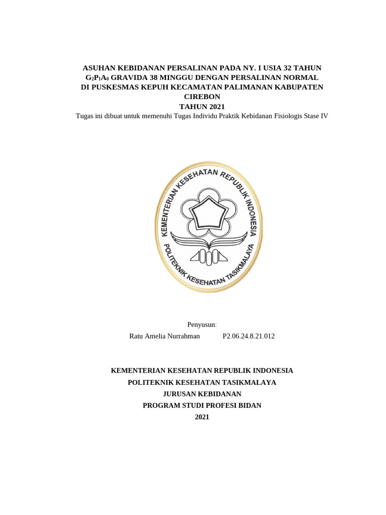 Ratu Amelia N - Laporan Kasus - Stase 4 Persalinan - PKM Kepuh | PDF