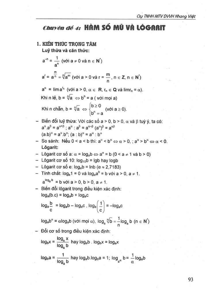 Lũy Thừa - Mũ - Logarit | PDF