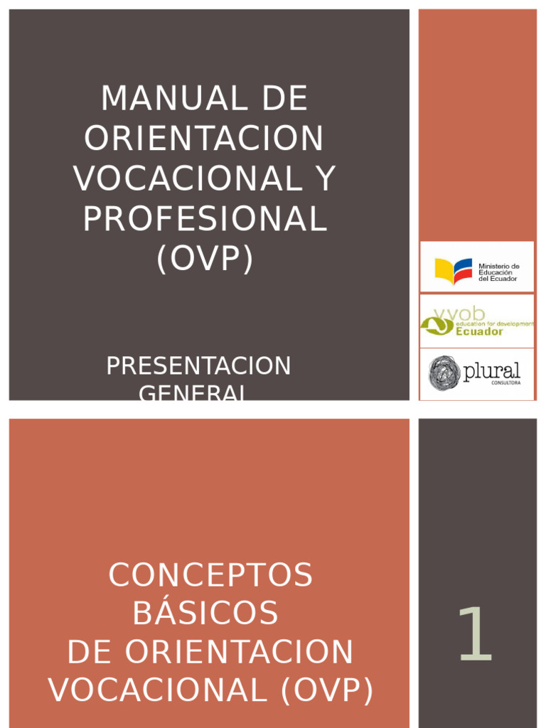 Manual de Orientacion Vocacional Y Profesional (OVP) : Presentacion General | PDF