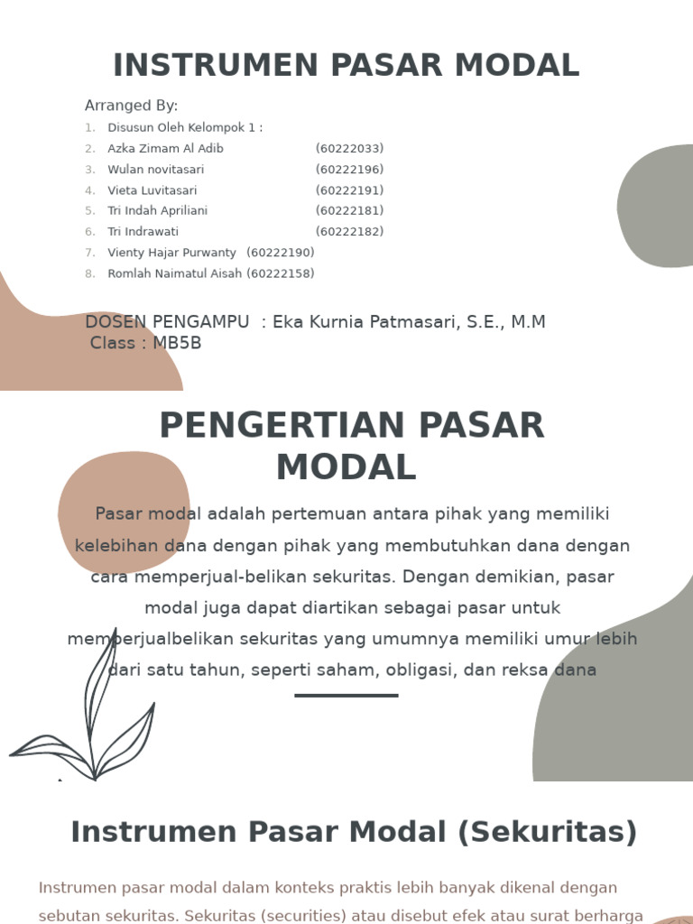 Ppt Portofolio Instrumen Pasar Modal | PDF