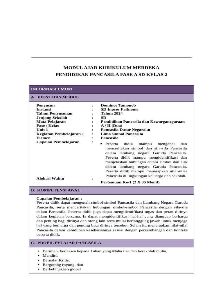 Modul Ajar PKN | PDF