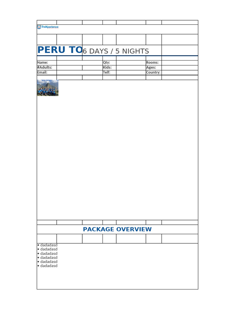 Plantilla Itinerario Completo Trex | PDF