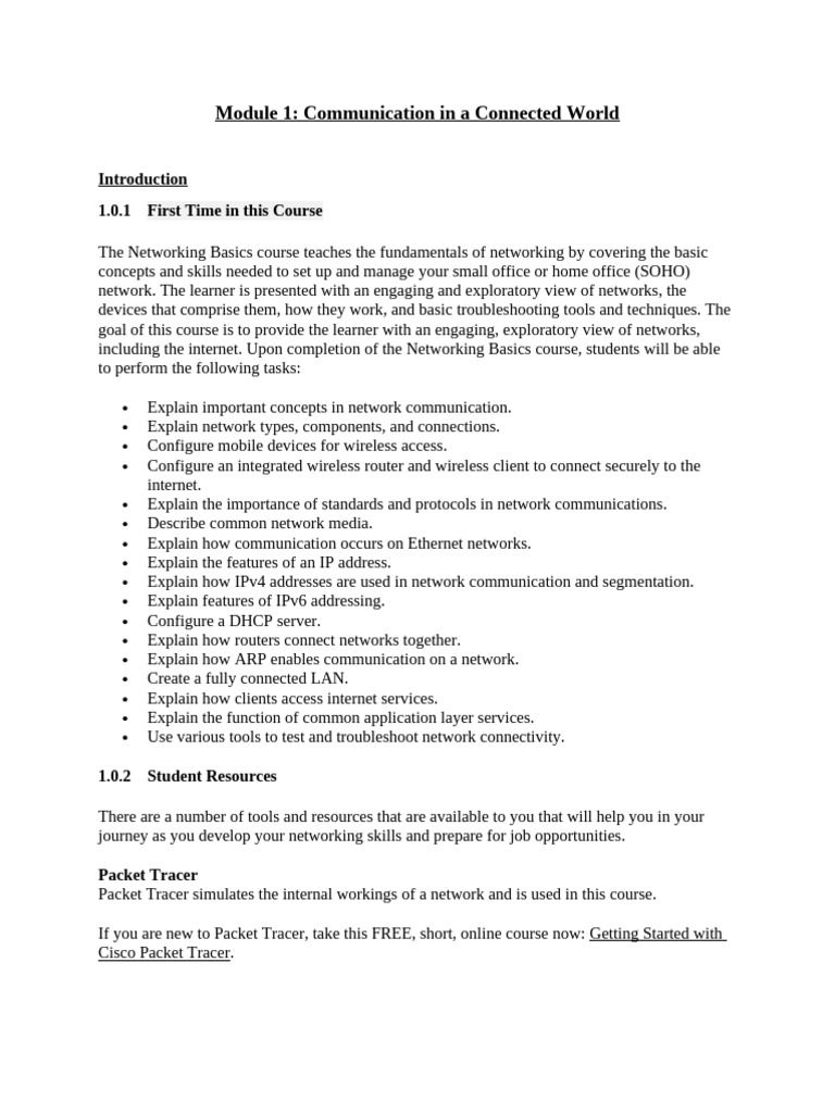 Module 1 Communication in A Connected World | PDF | Computer Network ...
