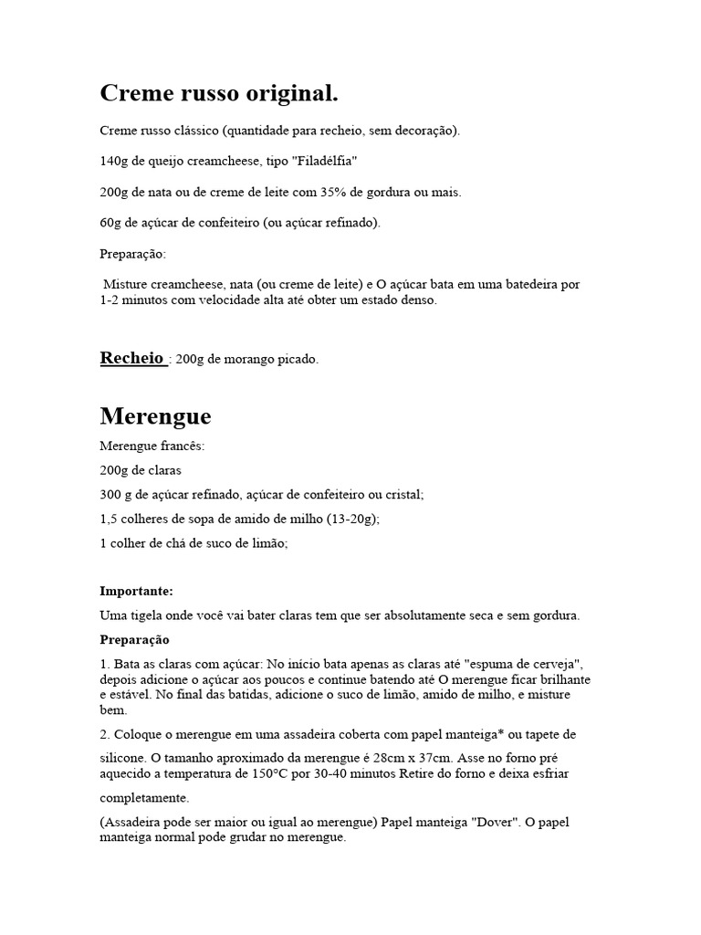 Creme Russo Original Pavlova | PDF