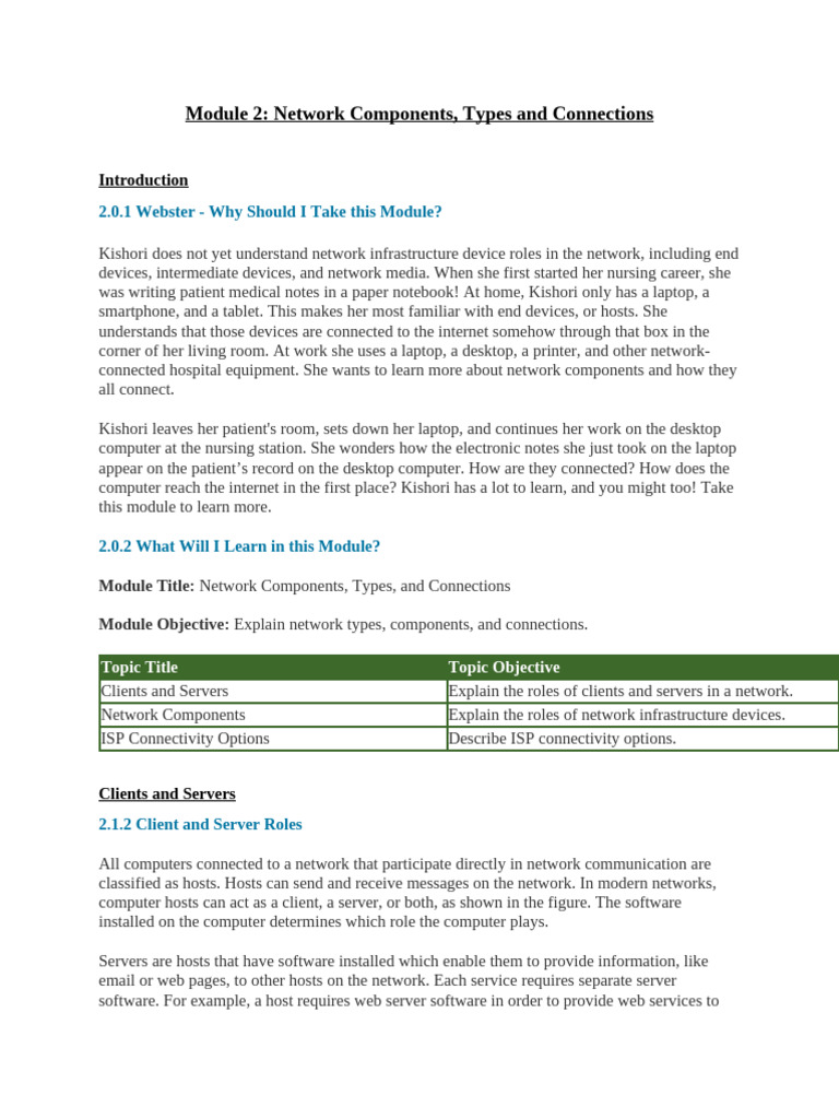 Module 2 Network Components Types and Connections | PDF