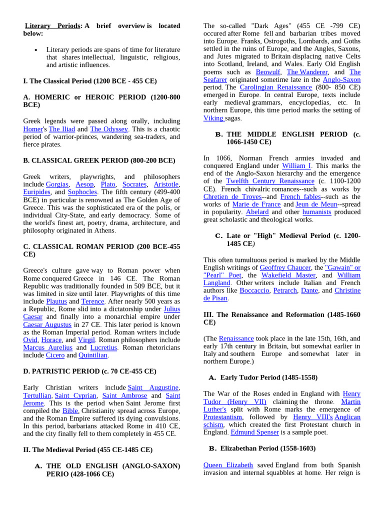 Literary Periods | PDF