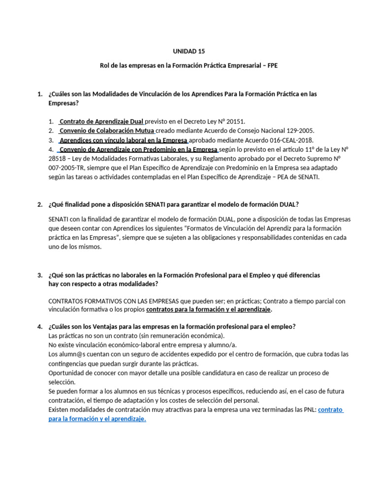 Modalidades de Formación Práctica Empresarial | PDF | Desarrollo ...