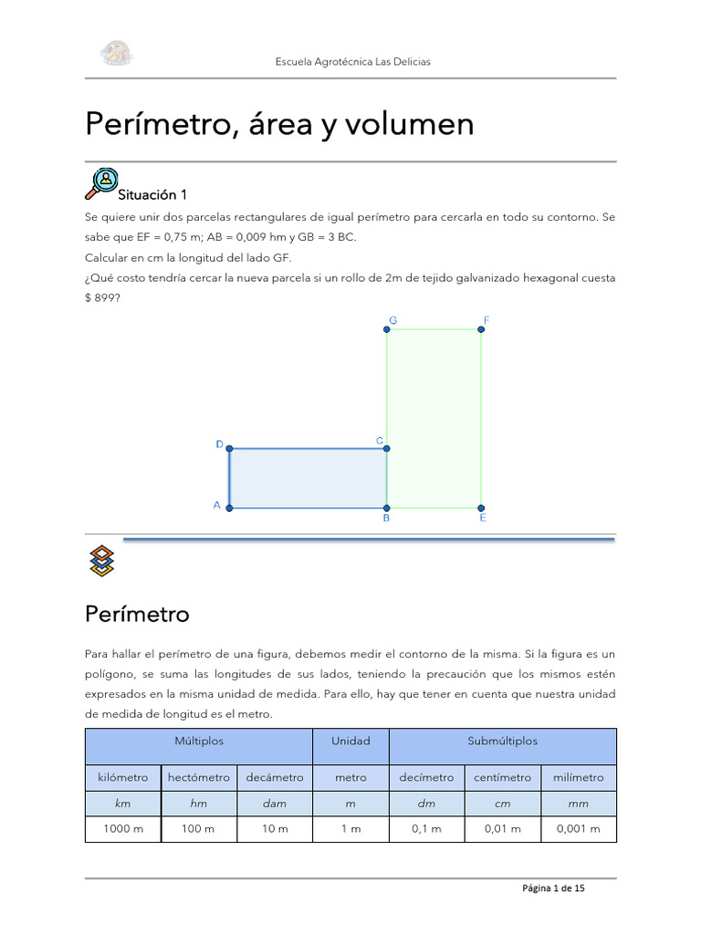 Perímetro, Área y Volumen | PDF