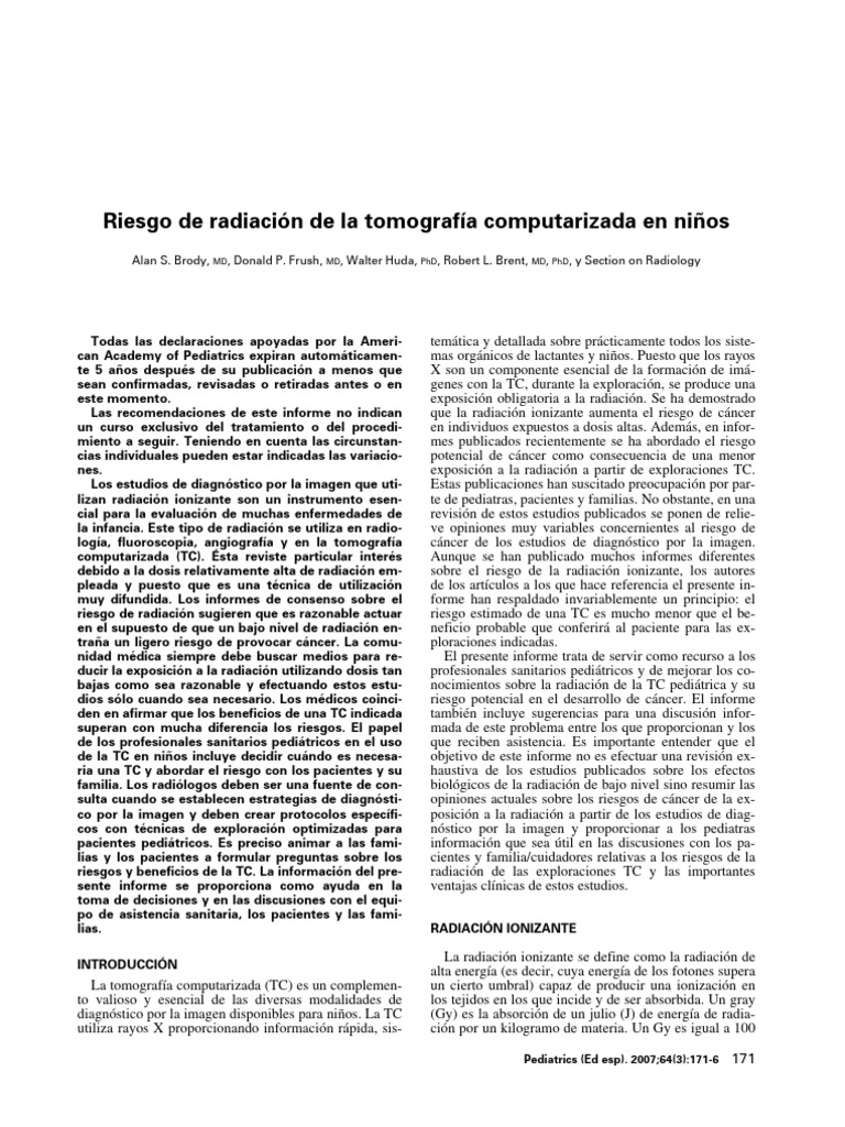 Riesgo de Radiación de La Tomografía Computarizada en Niños | PDF