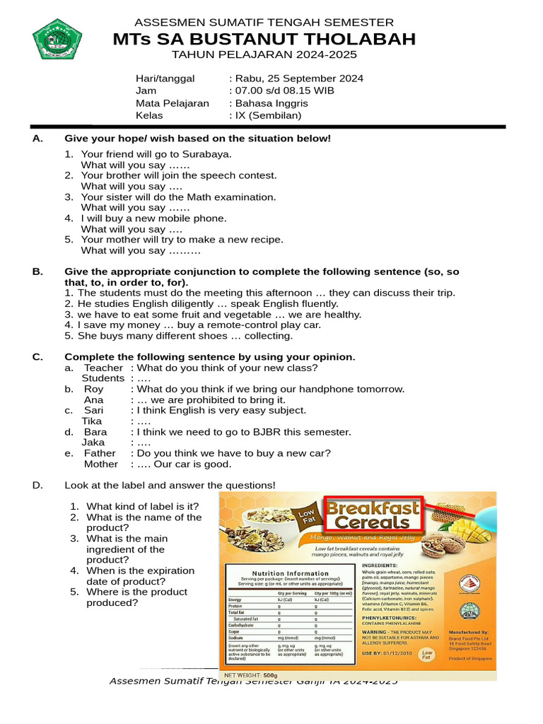 3.1 ASTS__Kls 9__B. Inggris | PDF