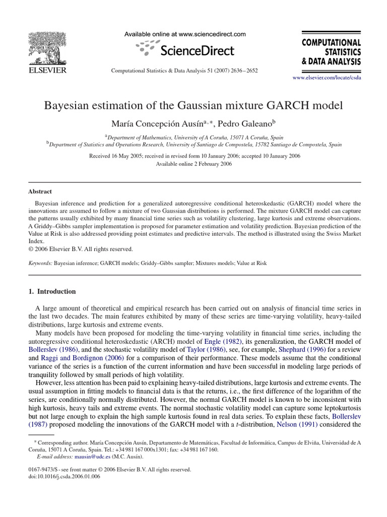 Bayesian Estimation of The Gaussian Mixture GARCH Mode | PDF | Bayesian ... Bayesian Estimation of The Gaussian Mixture GARCH Mode | PDF | Bayesian ...