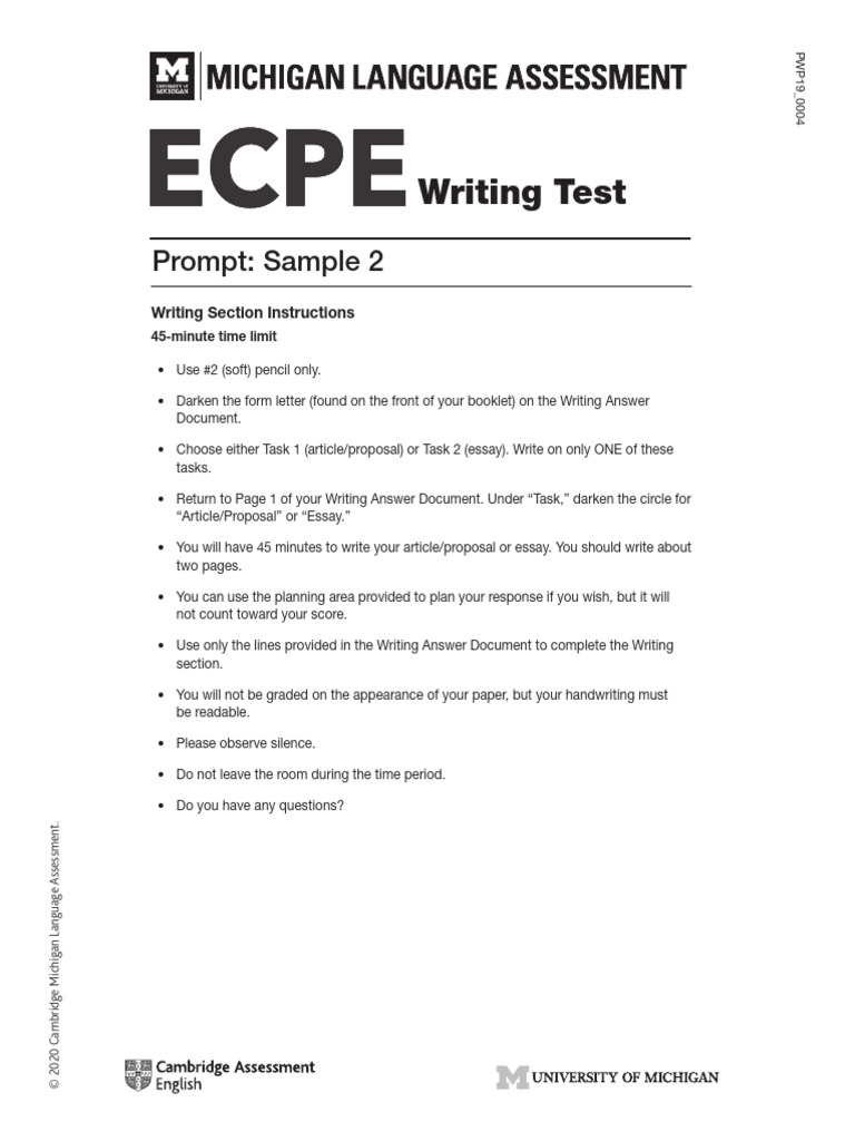 ECPE Sample Prompt 2 | PDF