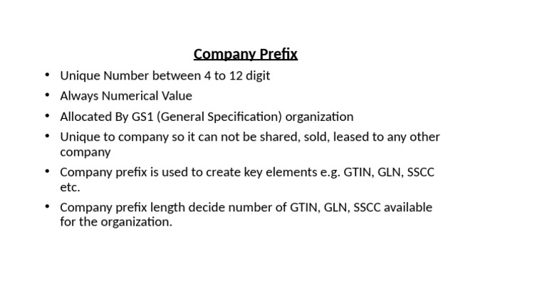 Company Prefix | PDF