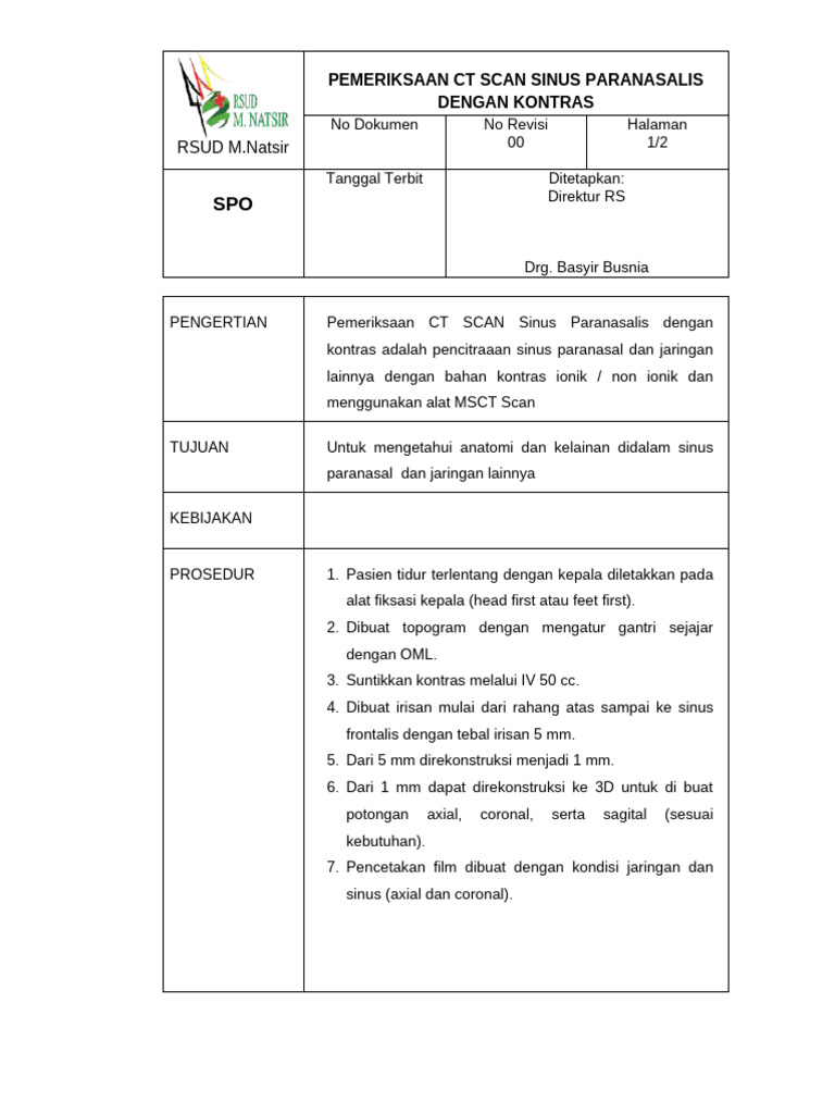 SPO Sinus Paranasalis Kontras | PDF