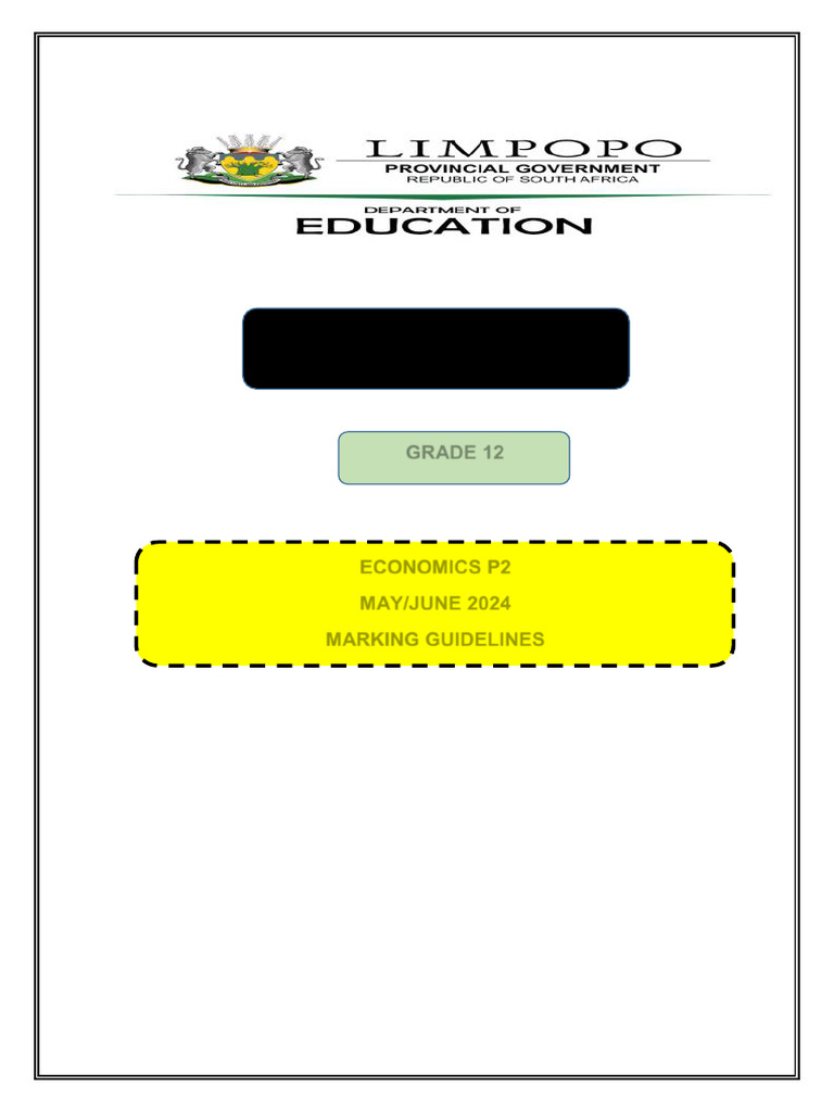 Economics P2 Gr 10 Midyear MG | PDF