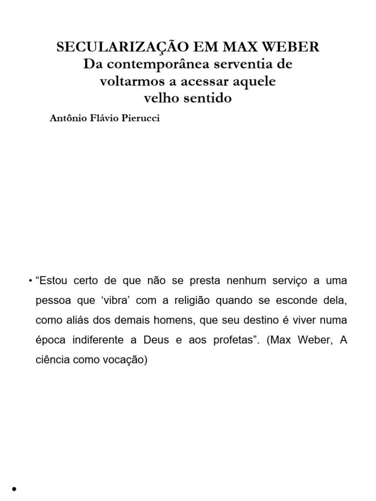 Seculariação em Weber | PDF