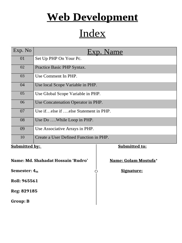 Web Development Index | PDF