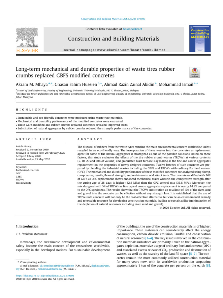 3° Artículo Long-Term Mechanical and Durable Properties of Waste Tires ...