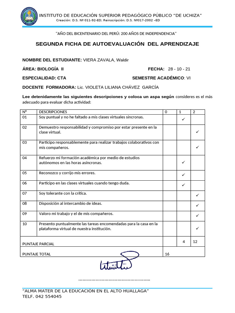 Autoevaluación 2 de Biología-Viera | PDF