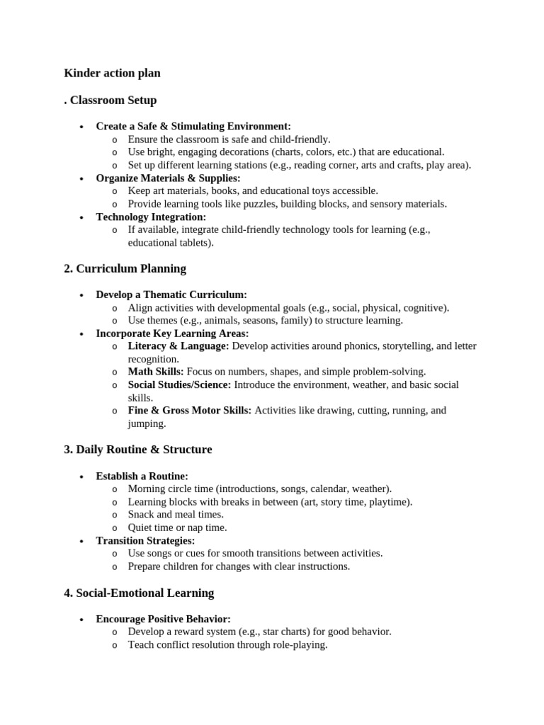 Kinder Action Plan | PDF