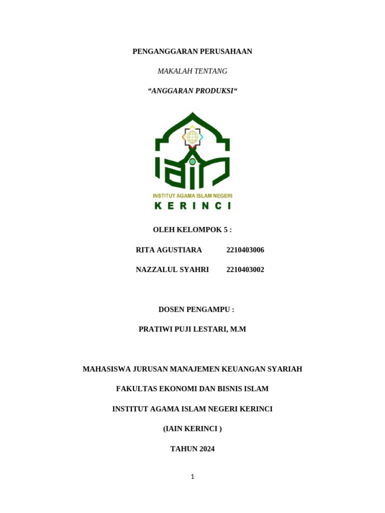 Makalah Penganggaran Perusahaan K5 | PDF