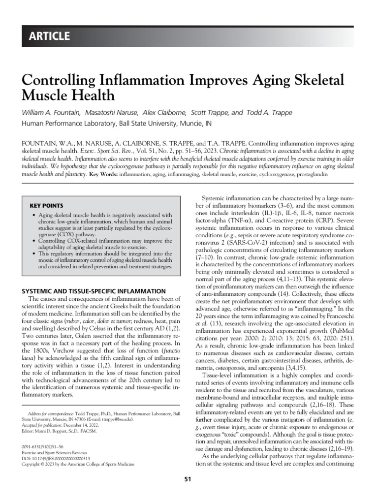 Controlling Inflammation Improves Aging Skeletal Muscle Health | PDF