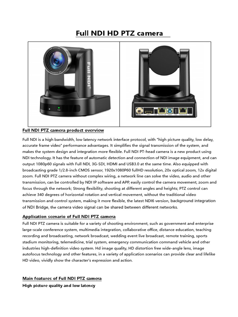 Full NDI HD PTZ Camera-English (Language) | PDF | Camera | Computer Network