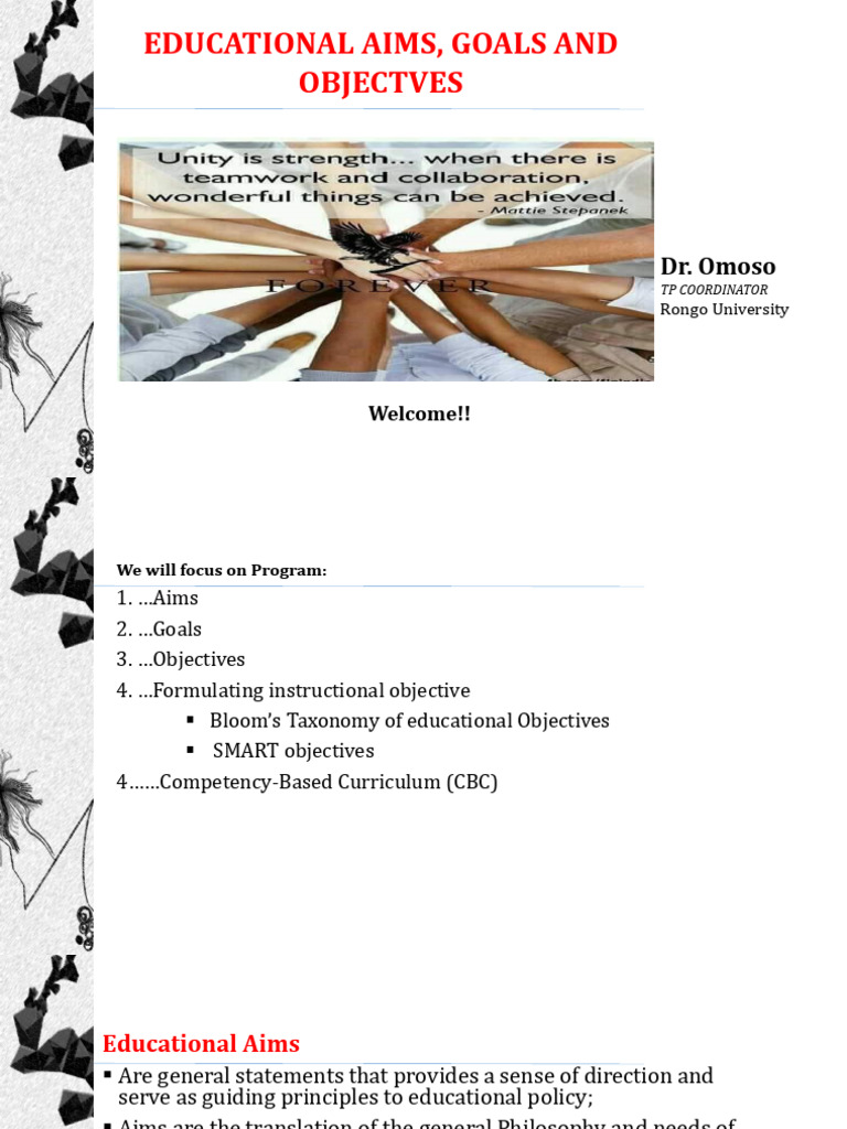 Educ Aims Goals Objectives CBC | PDF