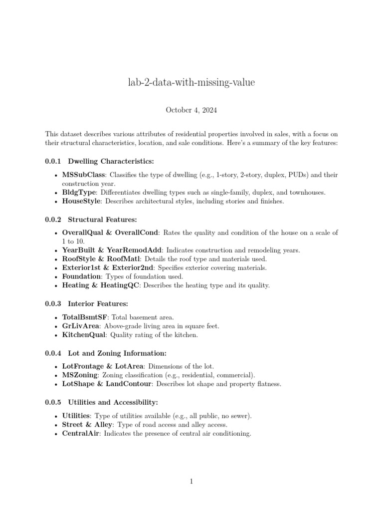 Lab 2 Data With Missing Value | PDF