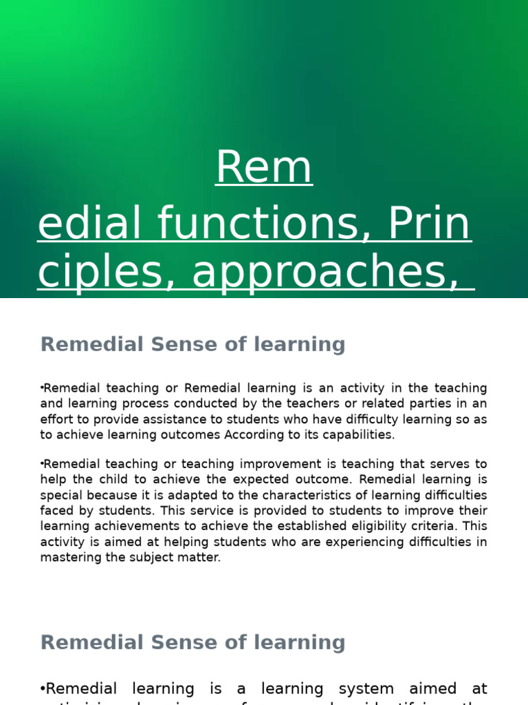 Remedial Functions Principles Approaches and | PDF