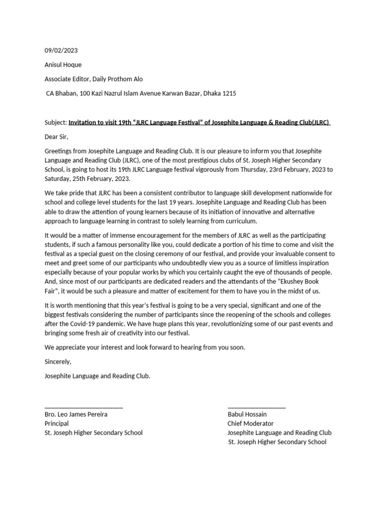 Inv Letter To Anisul Hoquefinal | PDF