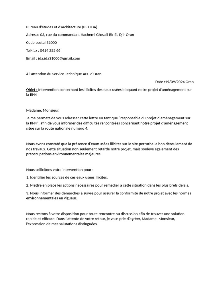 Lettre d'Intervention APC | PDF