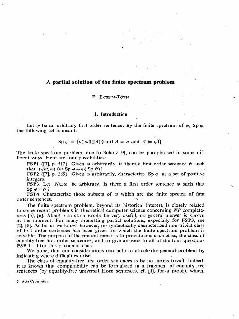 A Partial Solution To The Finite Spectrum Problem | PDF