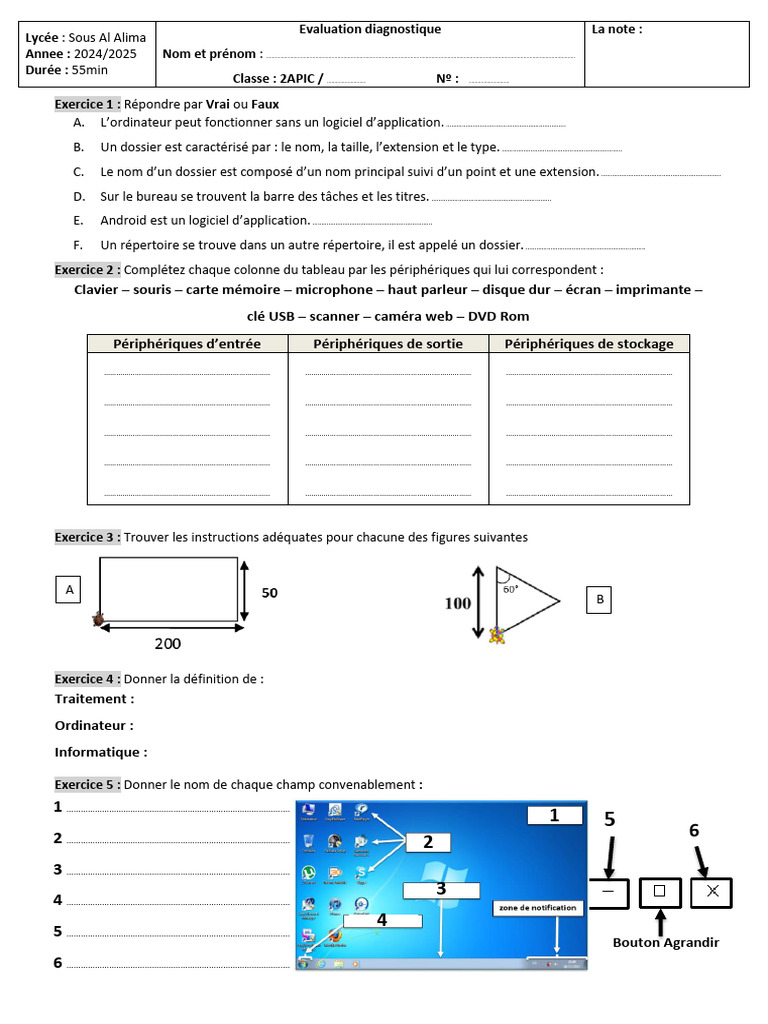 Evaluation Diagnostique 2APIC | PDF