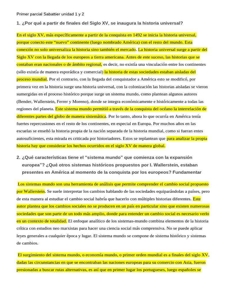 Primer Parcial Unidad 1 y 2 | PDF