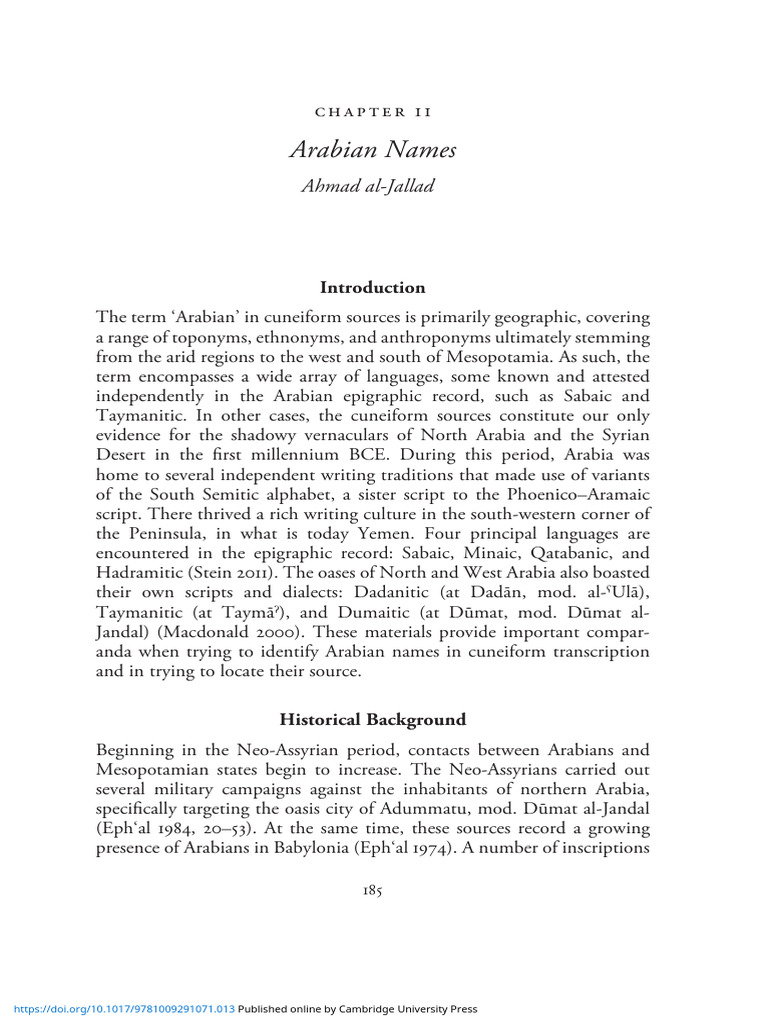 Arabian Names | PDF | Arabs | History
