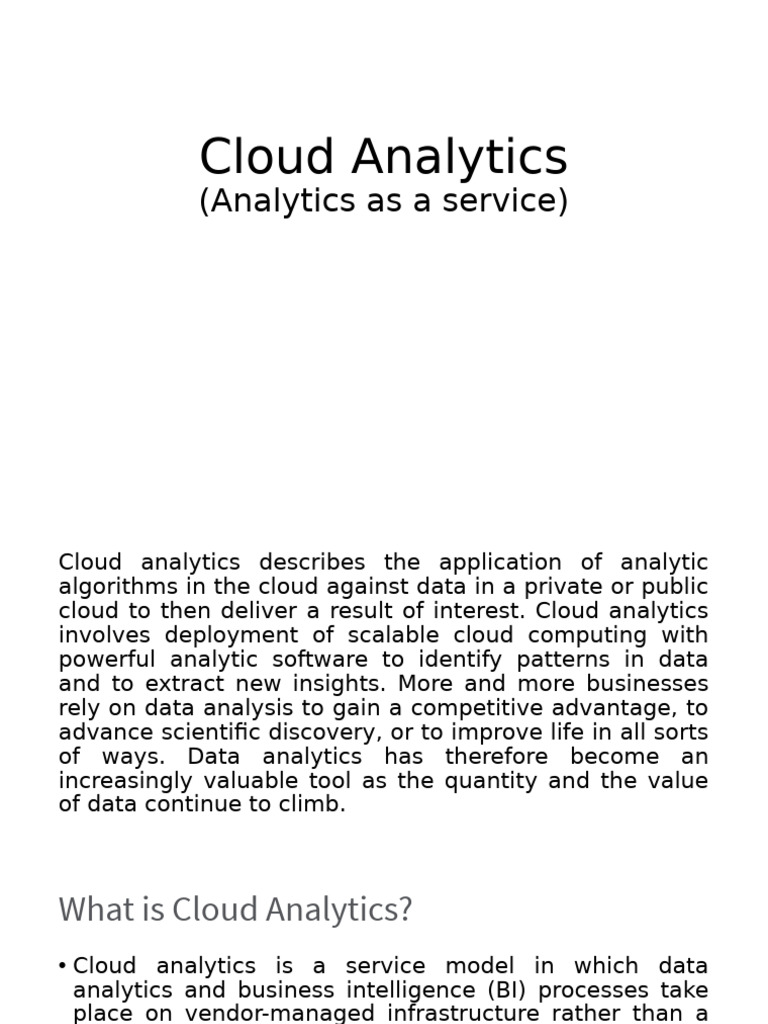 Cloud Analytics | PDF