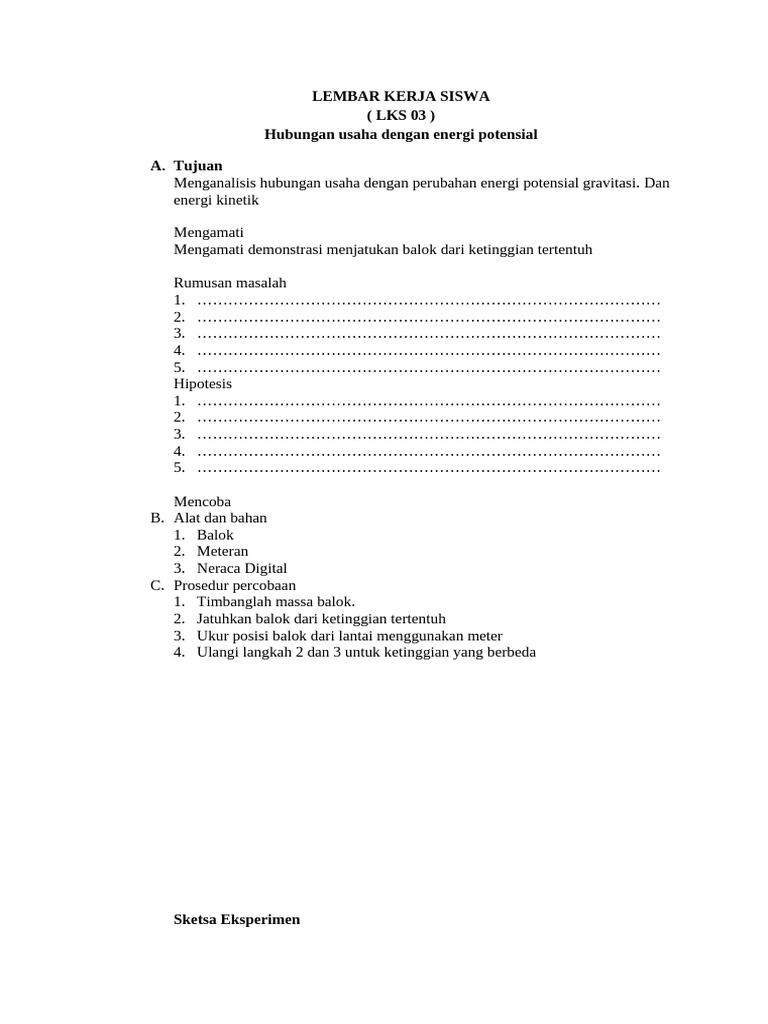 LKS 03 Hubungan Usaha Energi | PDF