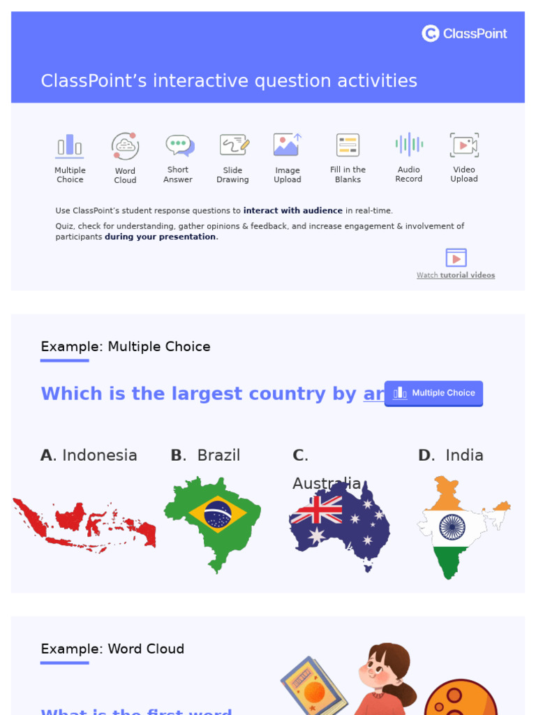 ClassPoint's Interactive Question Activities | PDF