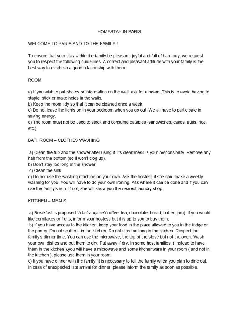 Stay Rules Document | PDF | Laundry | Kitchen