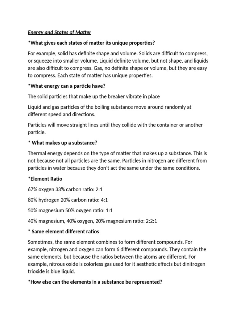 Energy and States of Matter 1 | PDF