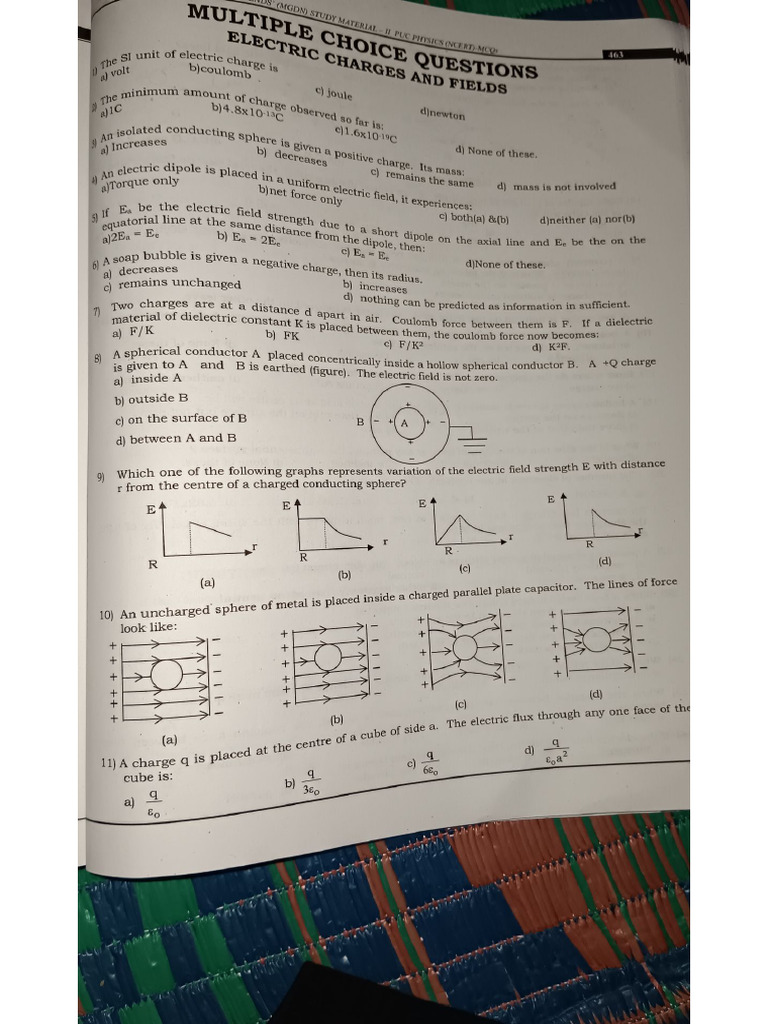 Electric Charges and Fields MCQ Class 12 | PDF