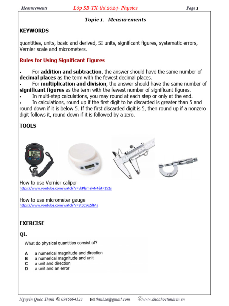 Units and measurement-PRINT | PDF | Significant Figures | Arithmetic