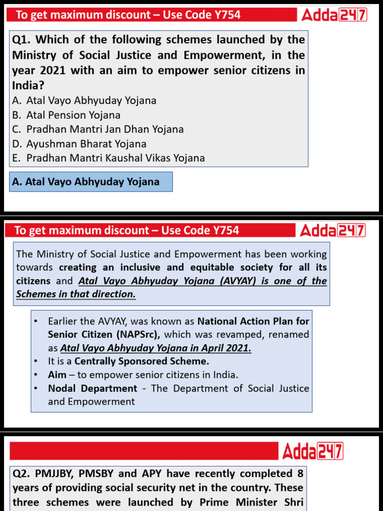 Class 23 - Govt schemes MCQs | PDF