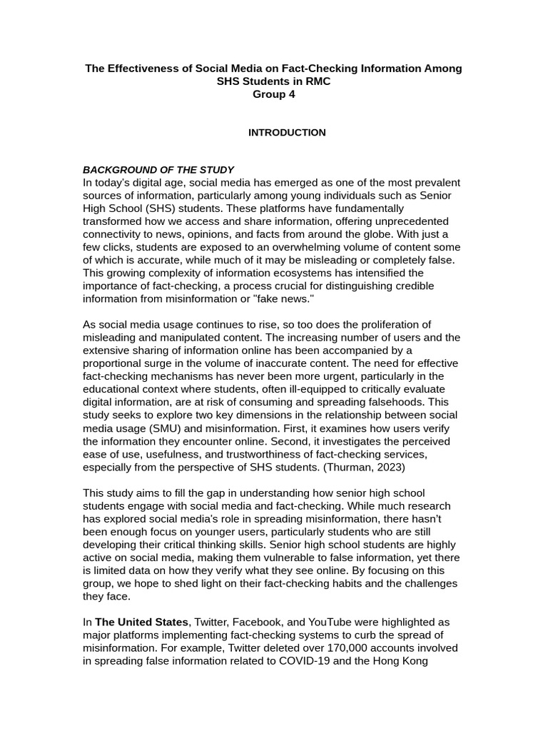The Effective Use of Social Media On Fact Checking Information | PDF