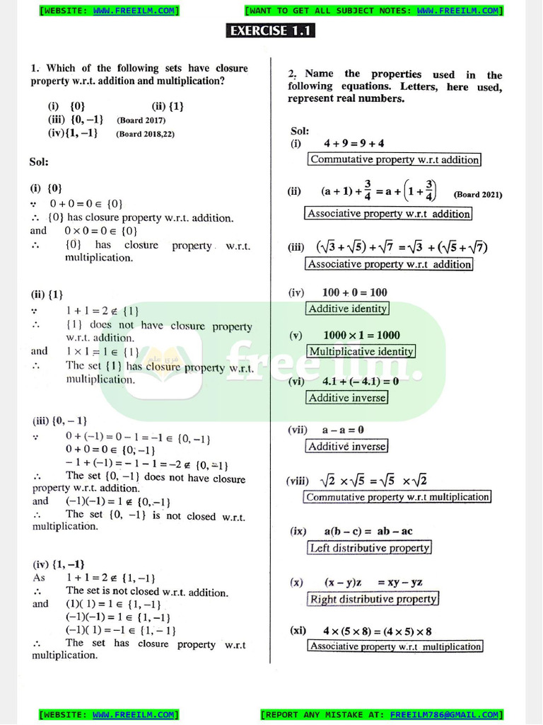 11th Maths Chap1 Ex 1.1 | PDF