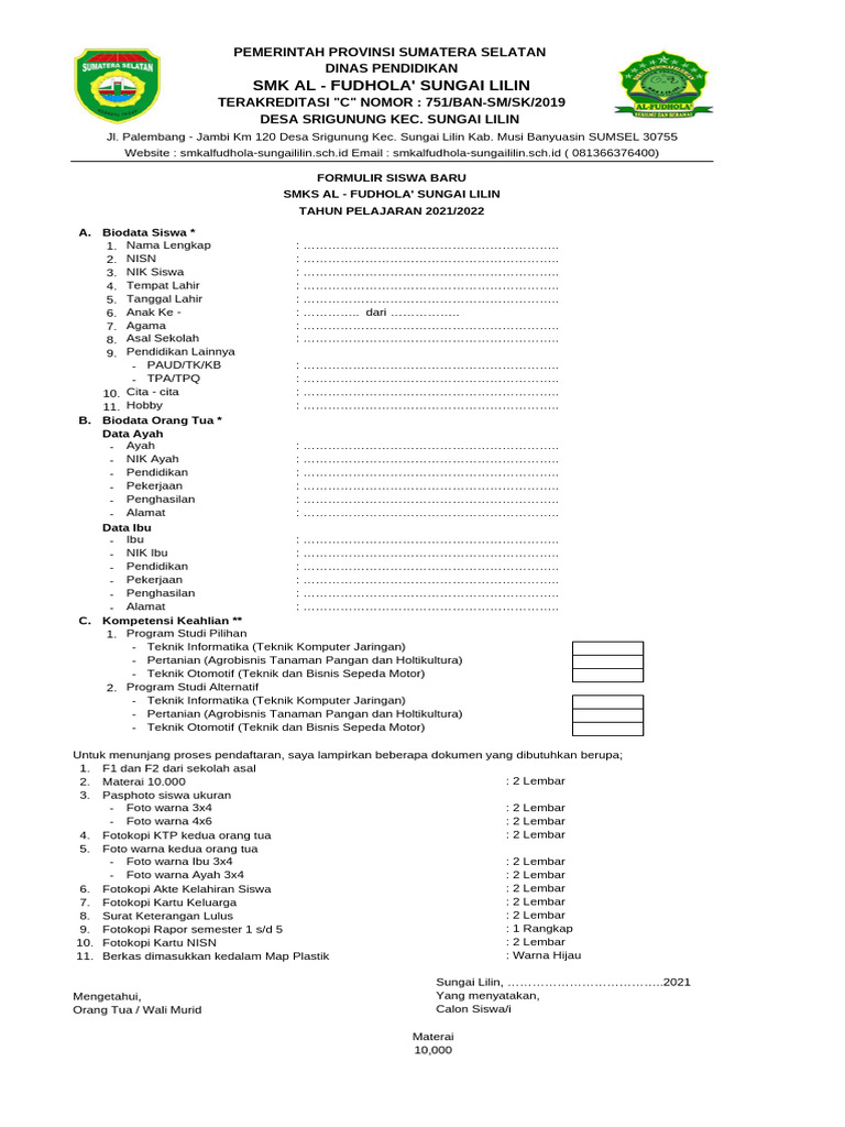 Formulir PPDB 2021 | PDF