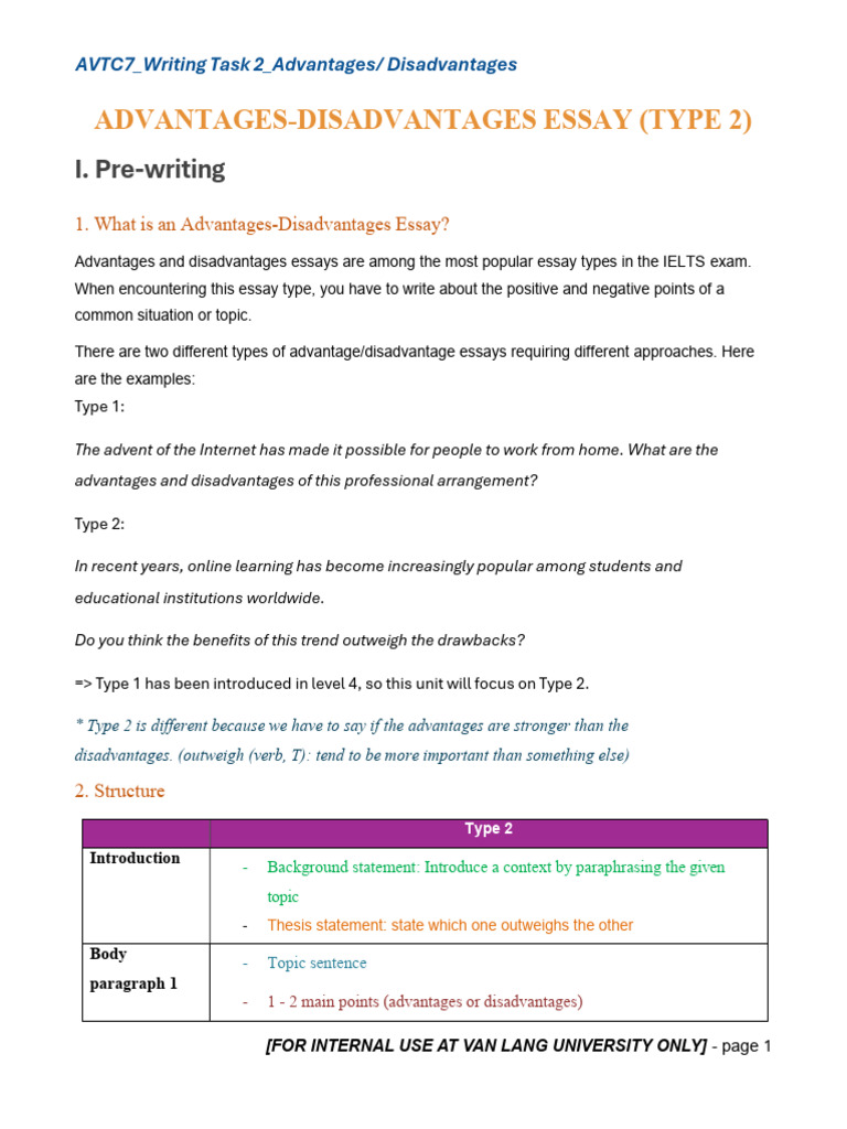 Task 2 - Advantages Disadvantages - Outweigh - Before Class | PDF
